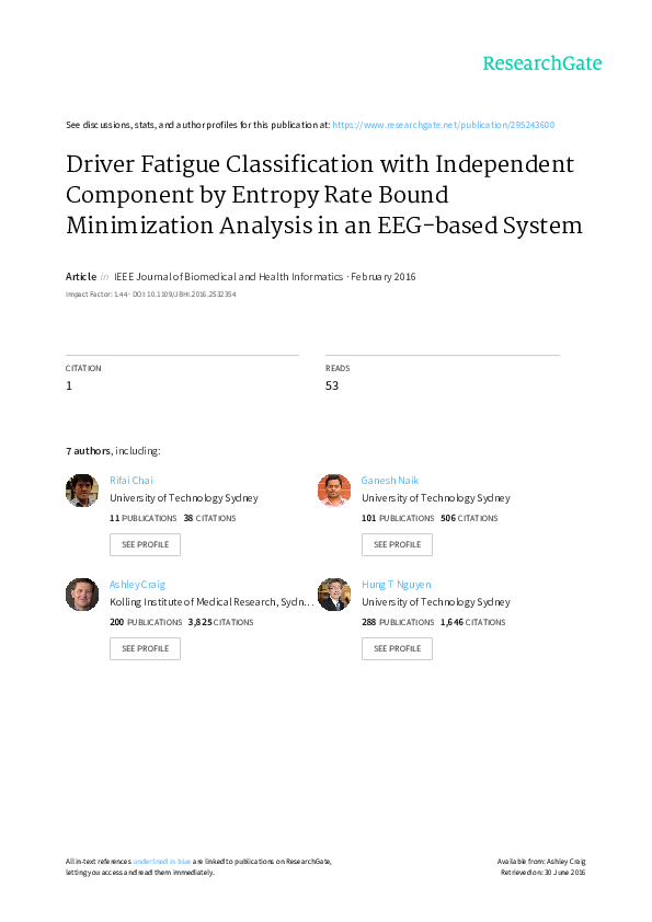 (PDF) Driver Fatigue Classification with Independent Component by Entropy Rate Bound ...
