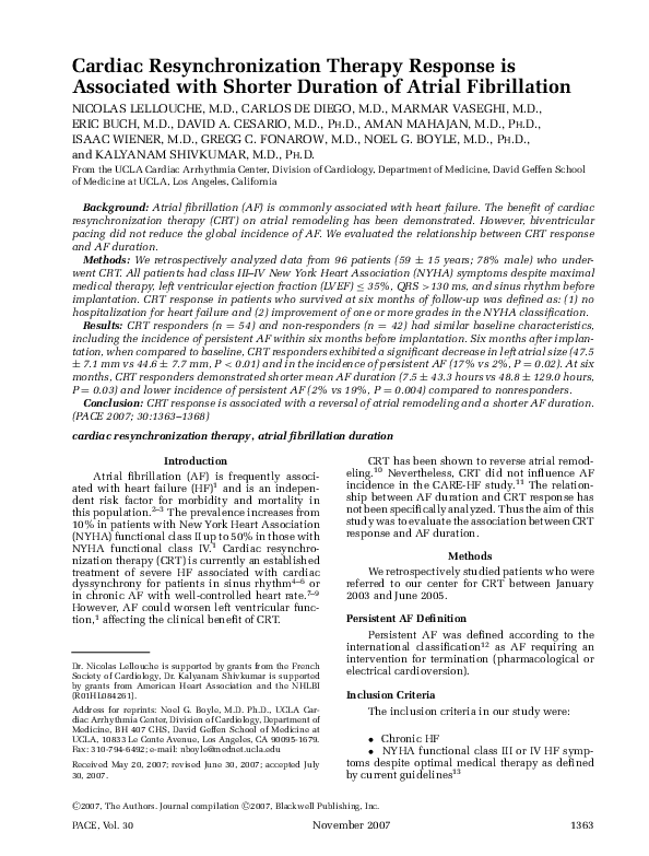 (PDF) Cardiac Resynchronization Therapy Response is Associated with ...
