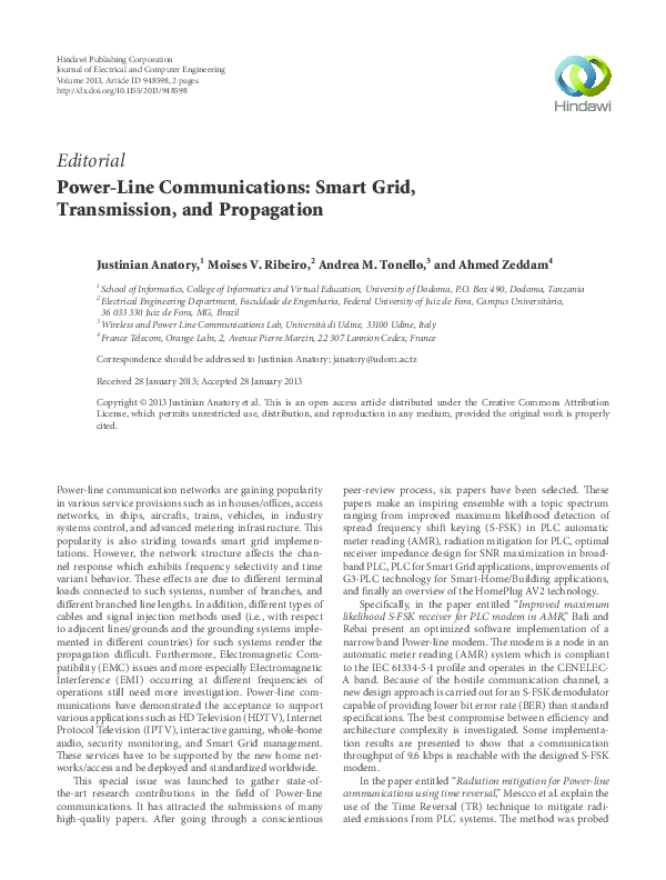 Pdf Power Line Communications Smart Grid Transmission And Propagation