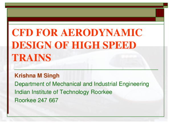 (PDF) CFD FOR AERODYNAMIC DESIGN OF HIGH SPEED TRAINS