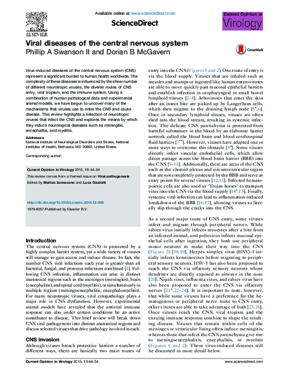 (PDF) Viral Diseases of the Central Nervous System