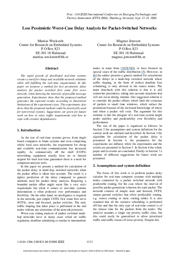 (PDF) Less pessimistic worst-case delay analysis for packet-switched networks