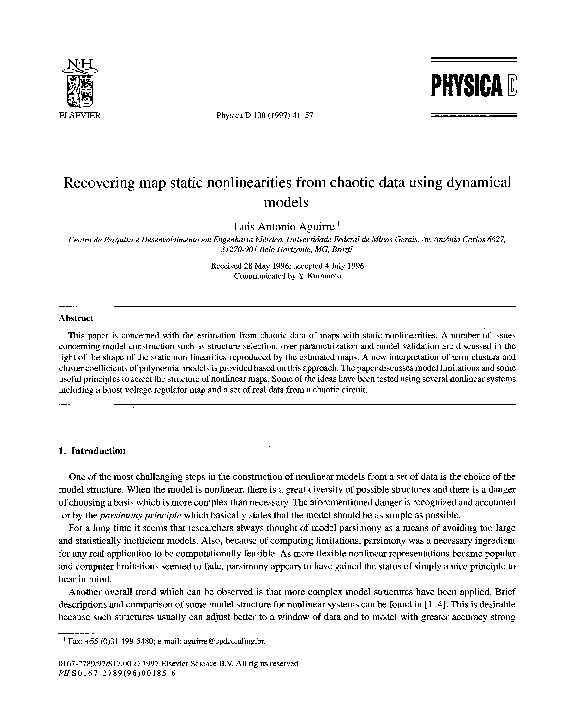 (PDF) Recovering map static nonlinearities from chaotic data using dynamical models