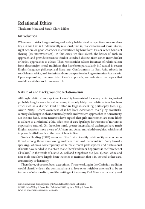 (PDF) Relational Ethics