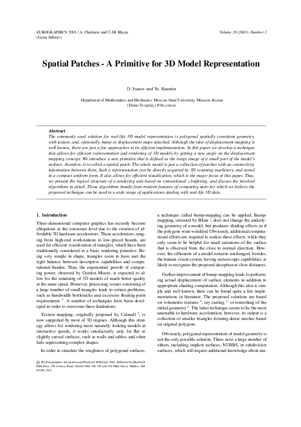 Pdf Spatial Patches A Primitive For 3d Model Representation