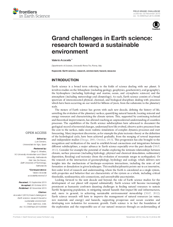 (PDF) Grand challenges in Earth science: research toward a sustainable ...