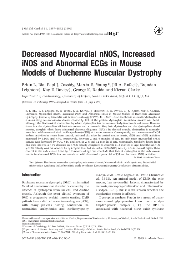 (PDF) Decreased Myocardial nNOS, Increased iNOS and Abnormal ECGs in ...