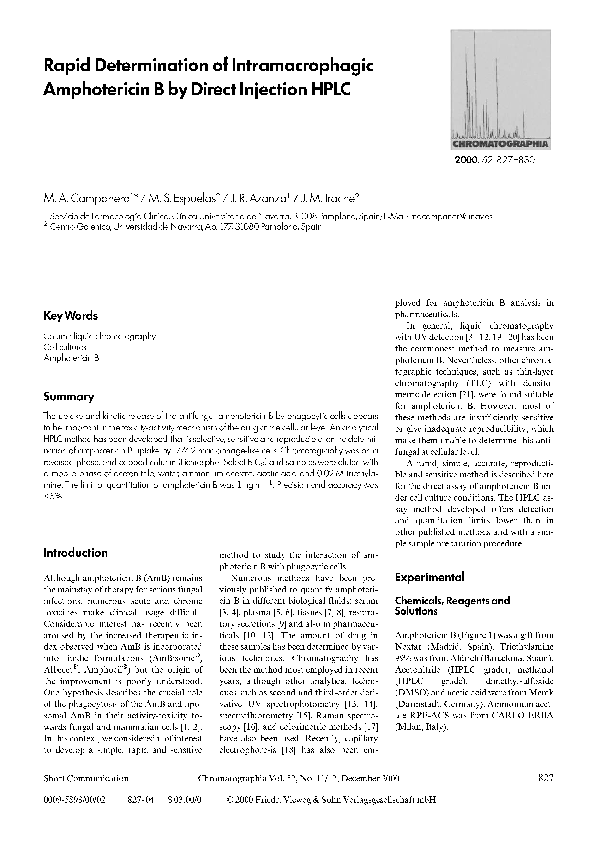 (PDF) Rapid determination of intramacrophagic amphotericin B by direct injection HPLC