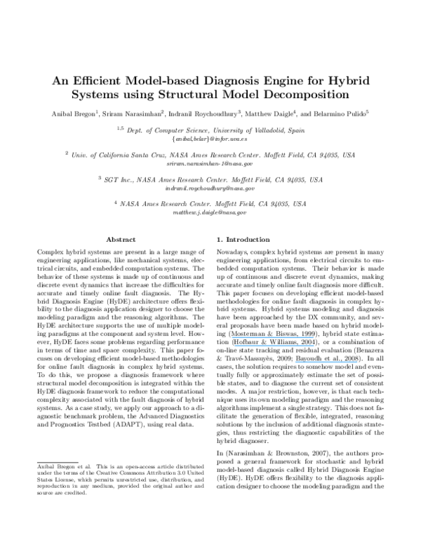 (PDF) An Efficient Model-based Diagnosis Engine for Hybrid Systems using Structural Model ...