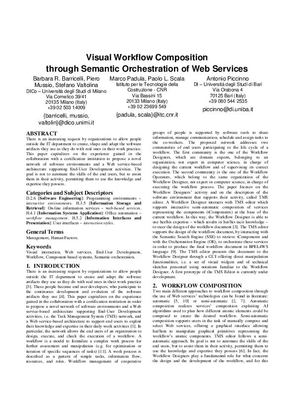 (PDF) Visual workflow composition through semantic orchestration of web services