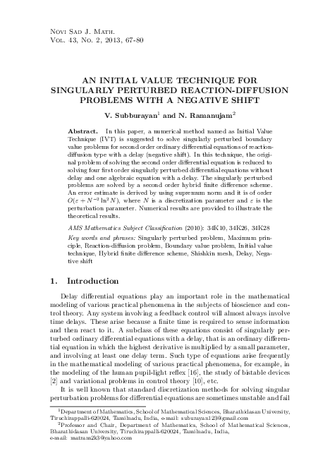 Pdf An Initial Value Technique For Singularly Perturbed Boundary Value Problems Via Cubic Spline