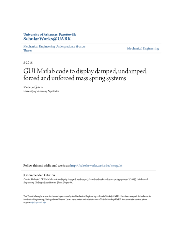 GUI Matlab code to display damped, undamped, forced and unforced mass ...