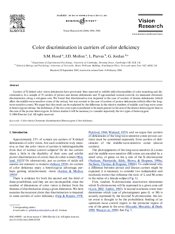 (PDF) Color discrimination in carriers of color deficiency