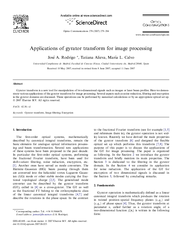 Pdf Applications Of Gyrator Transform For Image Processing 5338