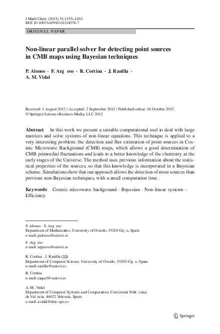 Pdf Non Linear Parallel Solver For Detecting Point Sources In Cmb Maps Using Bayesian