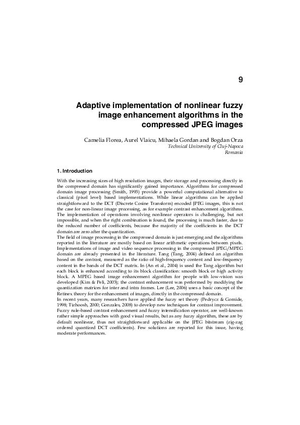 Pdf Adaptive Implementation Of Nonlinear Fuzzy Image Enhancement
