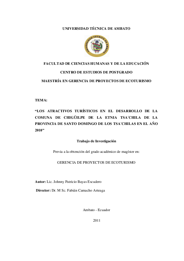 (PDF) Los atractivos turísticos en el desarrollo de la comuna Chiguilpe ...