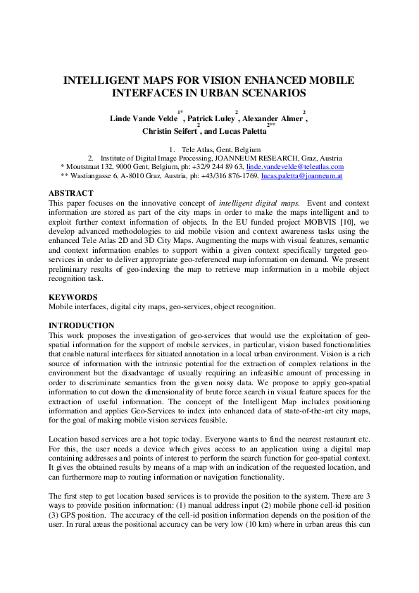 (PDF) Intelligent Maps for Vision Enhanced Mobile Interfaces in Urban ...