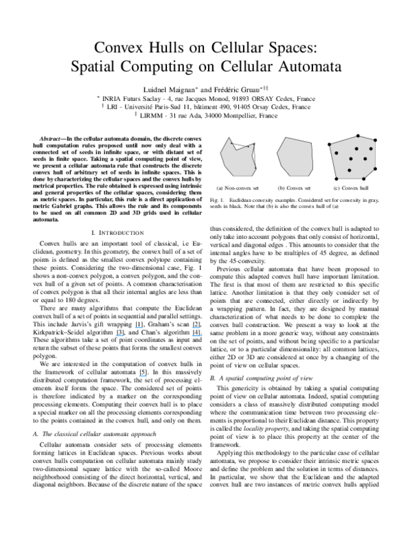 Pdf Convex Hulls On Cellular Spaces Spatial Computing On Cellular