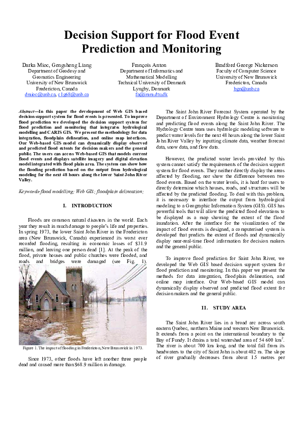 (PDF) Decision support for flood event prediction and monitoring