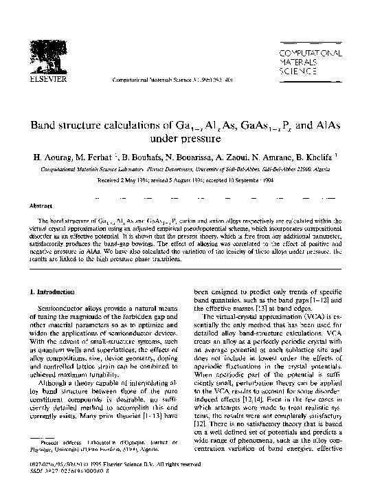 (PDF) Band structure calculations of Ga 1 − x Al x As, GaAs 1 − x P x ...