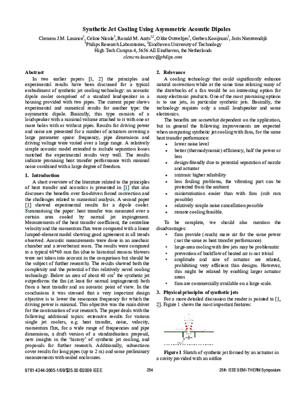 (PDF) Synthetic Jet cooling using asymmetric acoustic dipoles