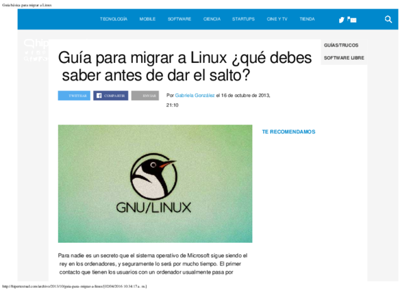 (PDF) Guía básica para migrar a Linux TECNOLOGÍA MOBILE SOFTWARE CIENCIA STARTUPS CINE Y TV TIENDA