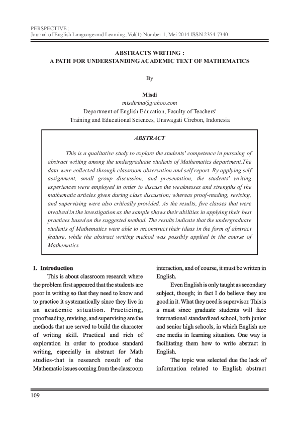 (PDF) ABSTRACTS WRITING : A PATH FOR UNDERSTANDING ACADEMIC TEXT OF ...