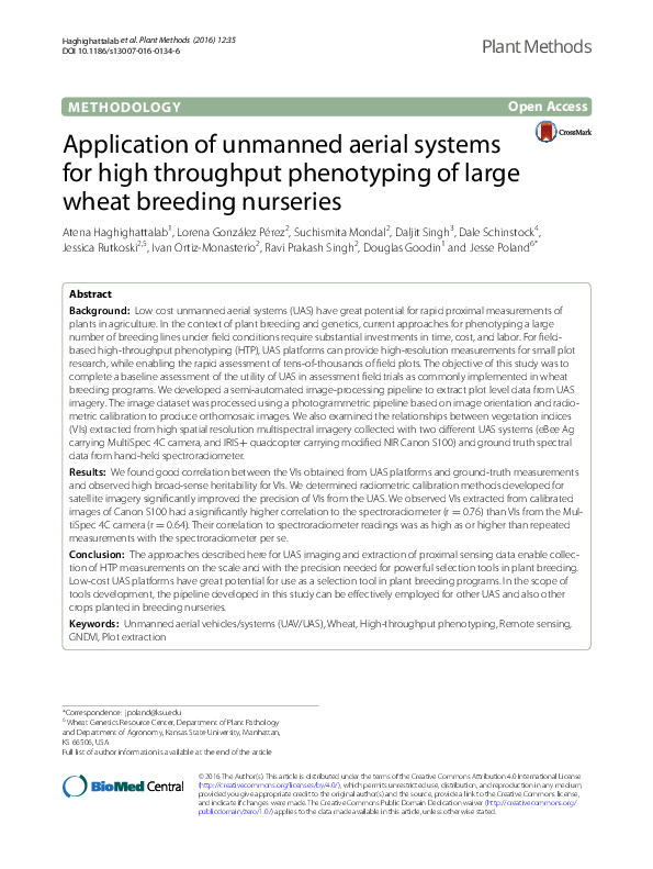 (PDF) Application of unmanned aerial systems for high throughput phenotyping of large wheat ...