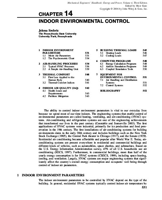 (PDF) Indoor Environmental Control