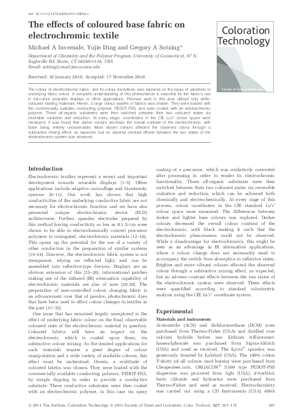 (PDF) The effects of coloured base fabric on electrochromic textile