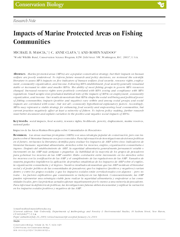 (PDF) Impacts of Marine Protected Areas on Fishing Communities