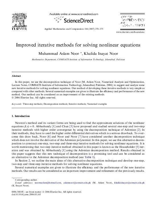 solving nonlinear equations