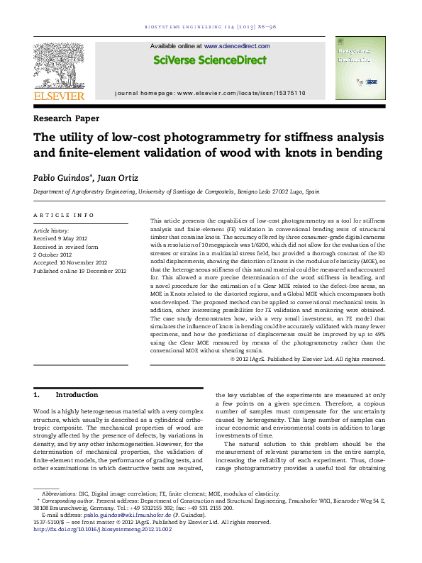 (PDF) The utility of low-cost photogrammetry for stiffness analysis and finite-element ...