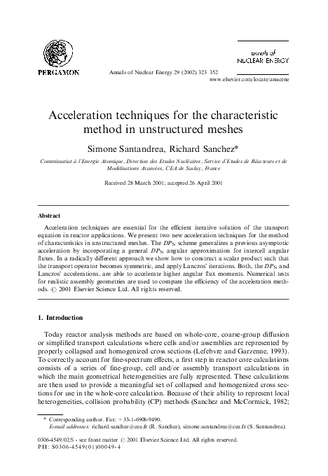 (PDF) Acceleration techniques for the characteristic method in unstructured meshes