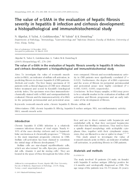 (PDF) The value of alpha-SMA in the evaluation of hepatic fibrosis ...