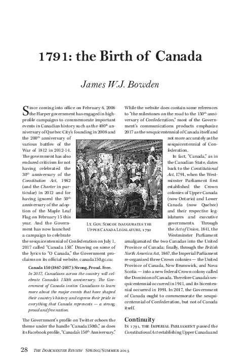 (PDF) 1791: The Birth of Canada