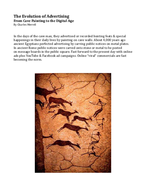 (PDF) The Evolution of Advertising - From Cave Painting to the Digital Age
