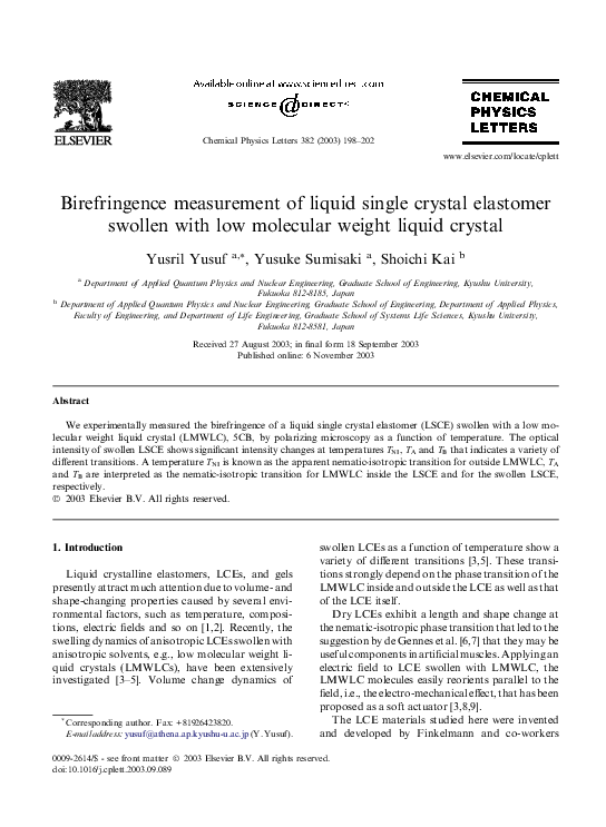 (PDF) Birefringence measurement of liquid single crystal elastomer ...