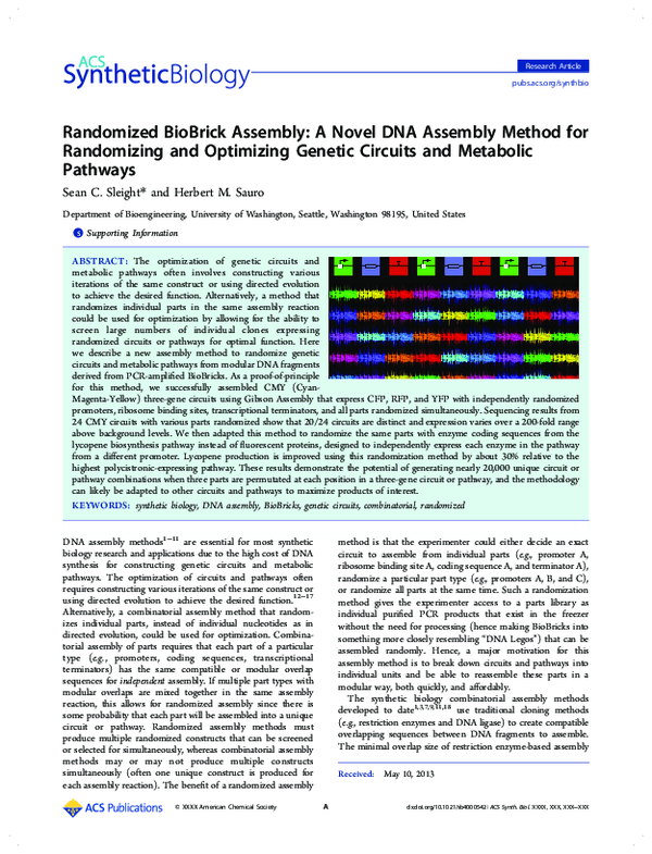 (PDF) Randomized BioBrick assembly: A novel DNA assembly method for randomizing and optimizing ...