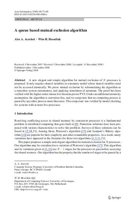 (PDF) A queue based mutual exclusion algorithm