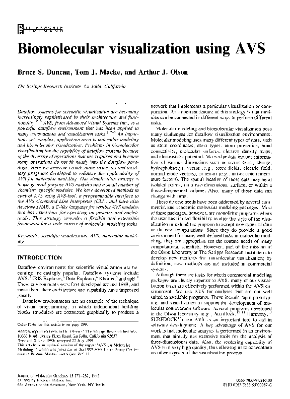 (PDF) Biomolecular visualization using AVS