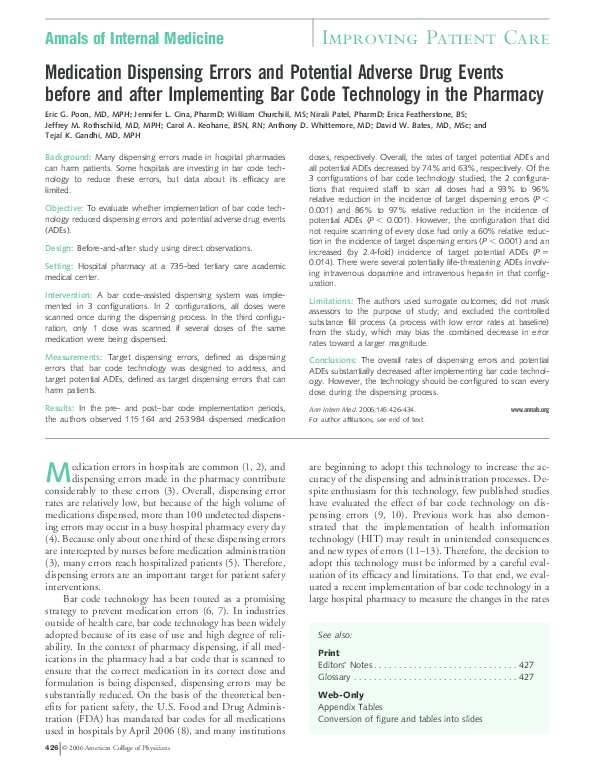 (PDF) Medication Dispensing Errors and Potential Adverse Drug Events ...