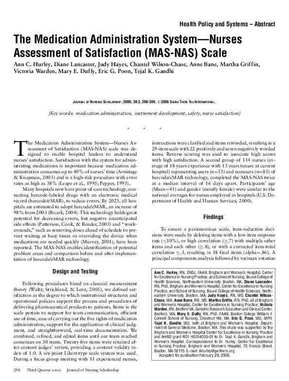 (PDF) The Medication Administration System—Nurses Assessment of ...