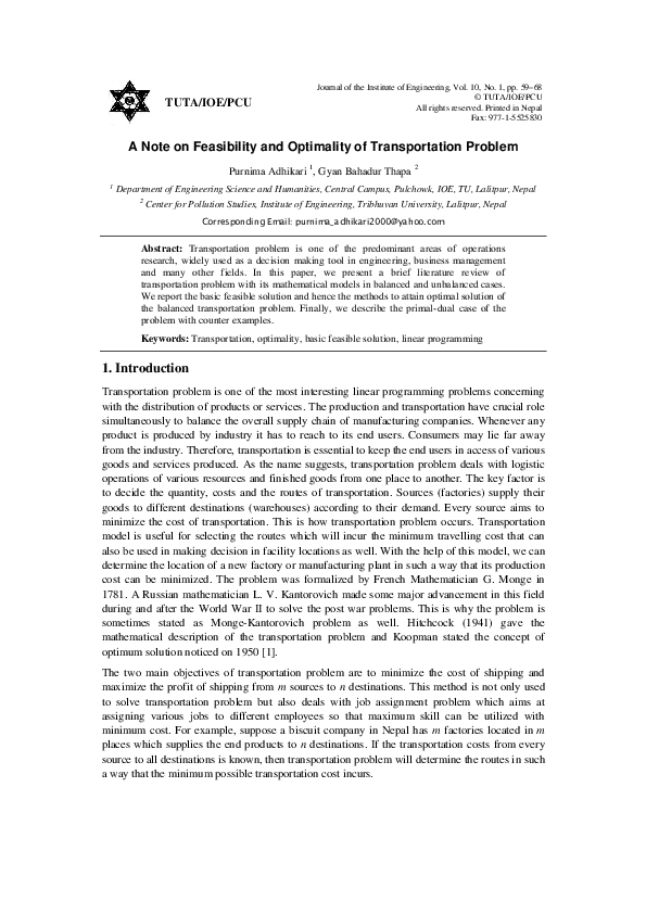 (PDF) An Effective Modification to Solve Transportation Problems: A ...