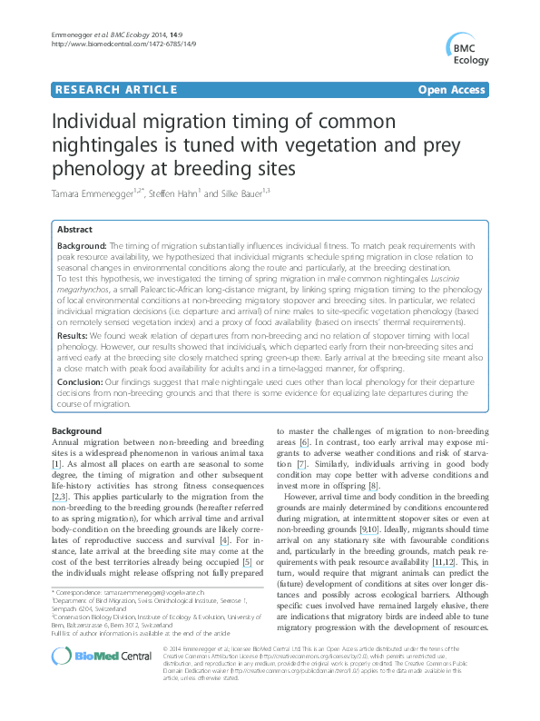 (PDF) Individual migration timing of common nightingales is tuned with ...