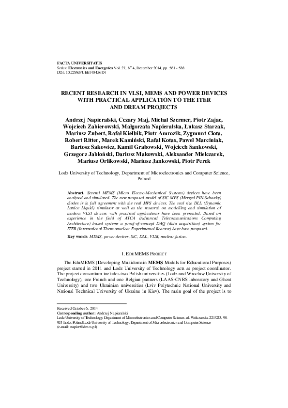 (PDF) Recent research in VLSI, MEMS and power devices with practical ...