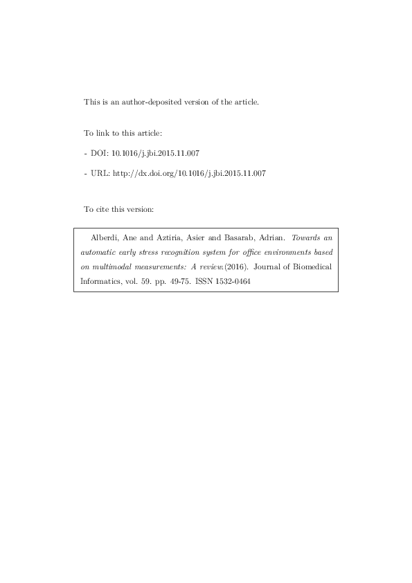 (PDF) Towards an automatic early stress recognition system for office environments based on ...