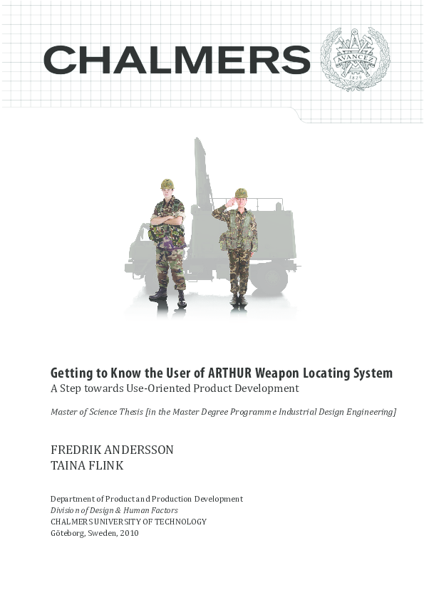 (PDF) Getting to Know the User of ARTHUR Weapon Locating System - A ...