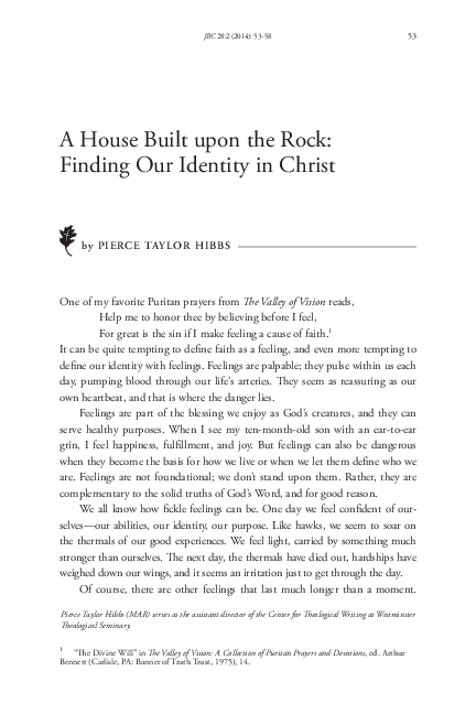 (PDF) A House Built upon the Rock: Finding Our Identity in Christ (JBC ...